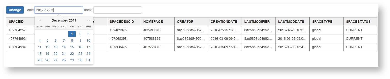 Datepicker Template Example